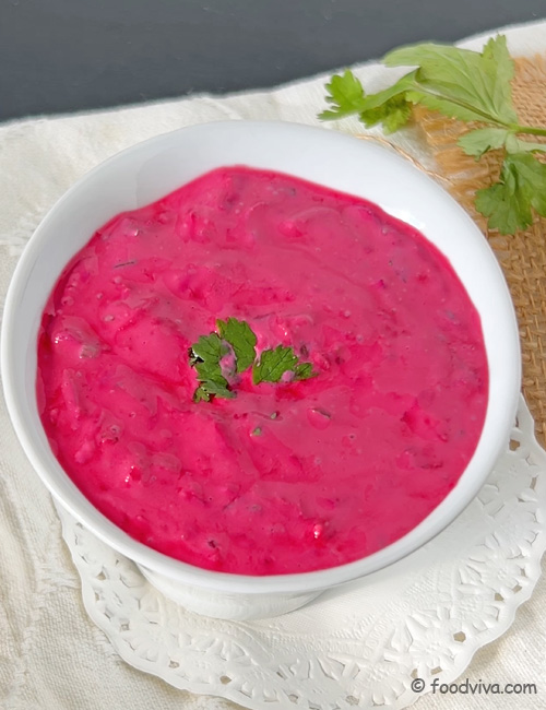 Beetroot Raita - Indian Style Yogurt based Beet Dip in 10 minutes