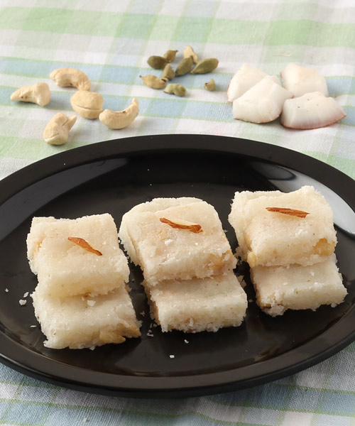 Coconut Burfi - Nariyal ki Barfi with Condensed Milk - Step by Step ...