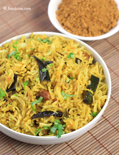 Vangi Bath Recipe With Step By Step Photos - Vangi Bhath, Brinjal Rice