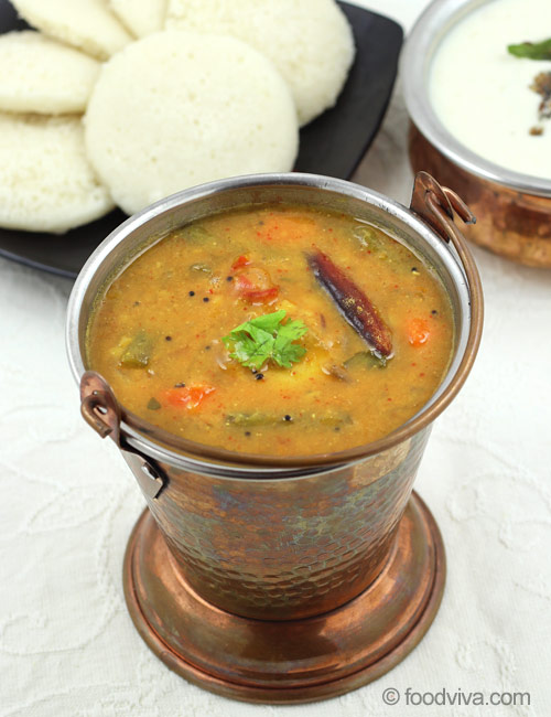 South Indian Vegetable Sambar Recipe for Idli, Dosa, Vada and Rice